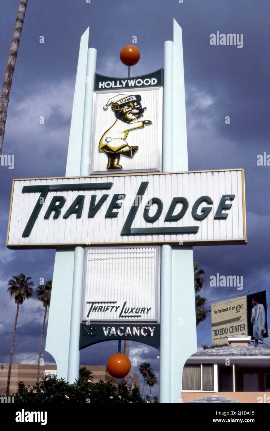 Sign for the Hollywood Travel Lodge motel on Sunset Boulevard in Los ...