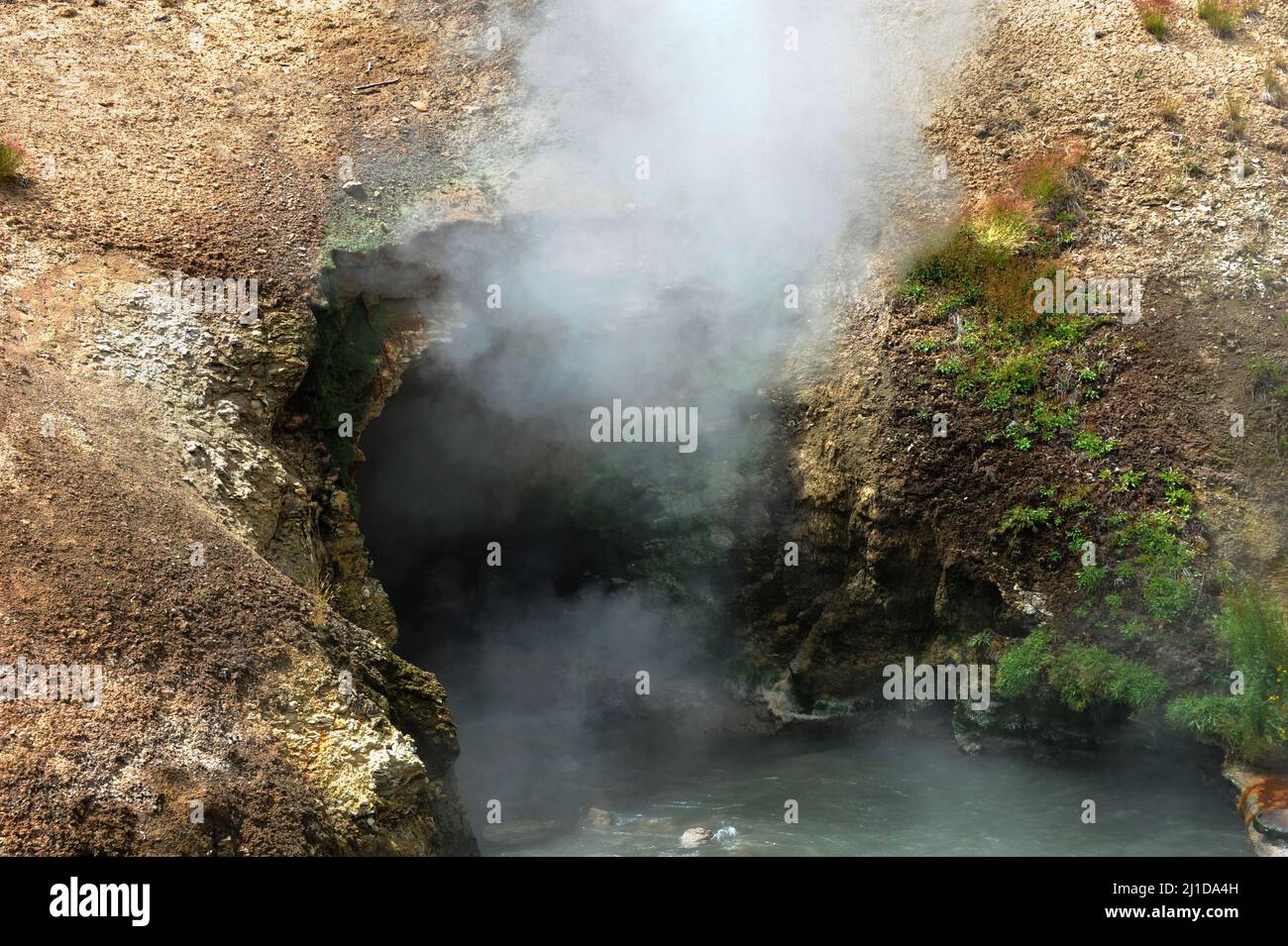 Steam and vapors escape landmark known as Dragon's Mouth Spring in ...
