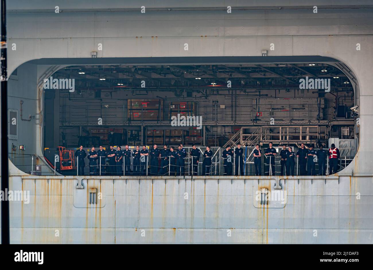 Liverpool, UK. 24th Mar, 2022. Crew members seen on the aircraft ...