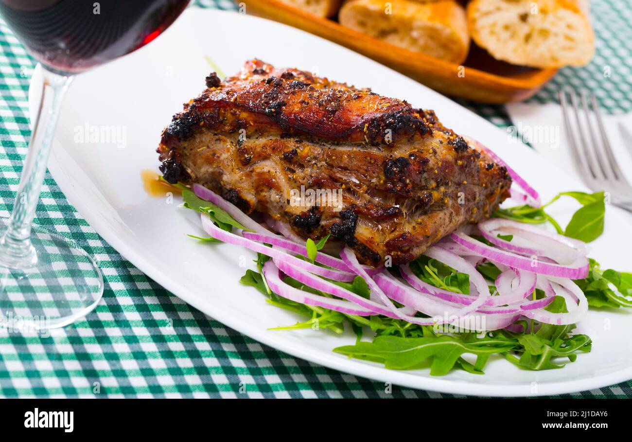 Roasted rack of pork Stock Photo - Alamy