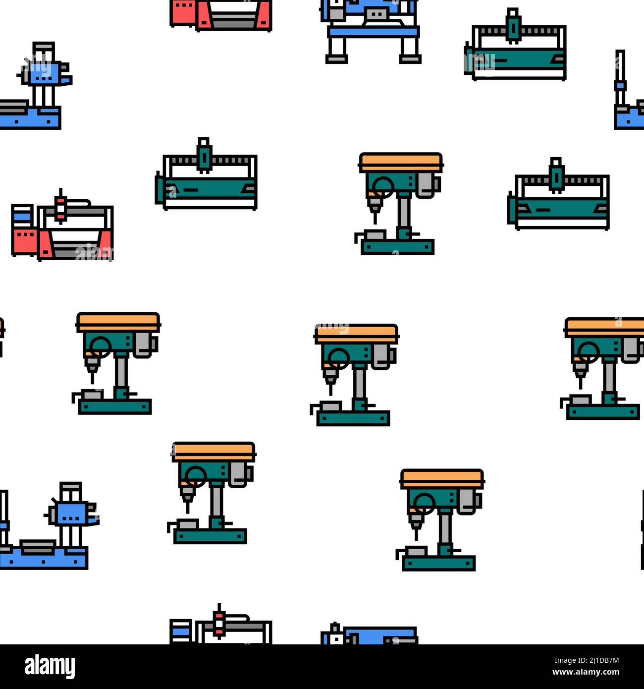 Metal Working Machine Vector Seamless Pattern Stock Vector Image & Art ...