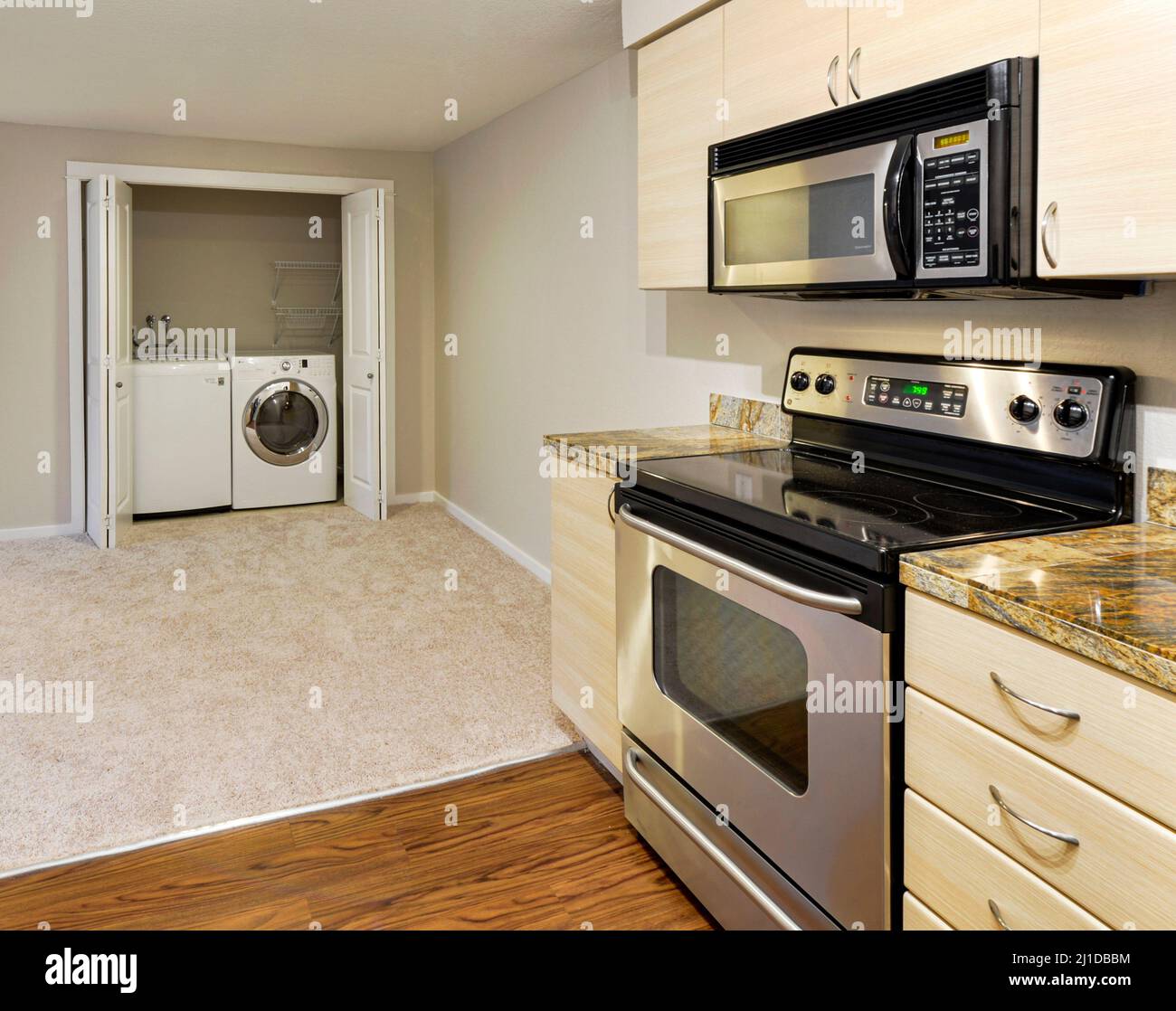 Modern residential kitchen and laundry room interior Stock Photo - Alamy
