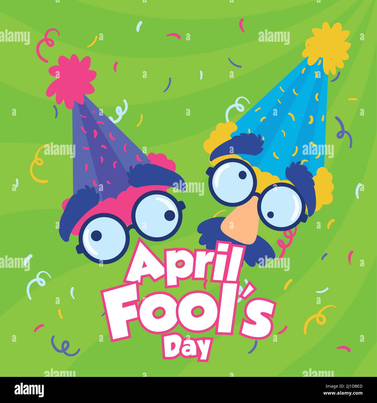 Pair of funny faces with glasses and nose April fool template Vector ...