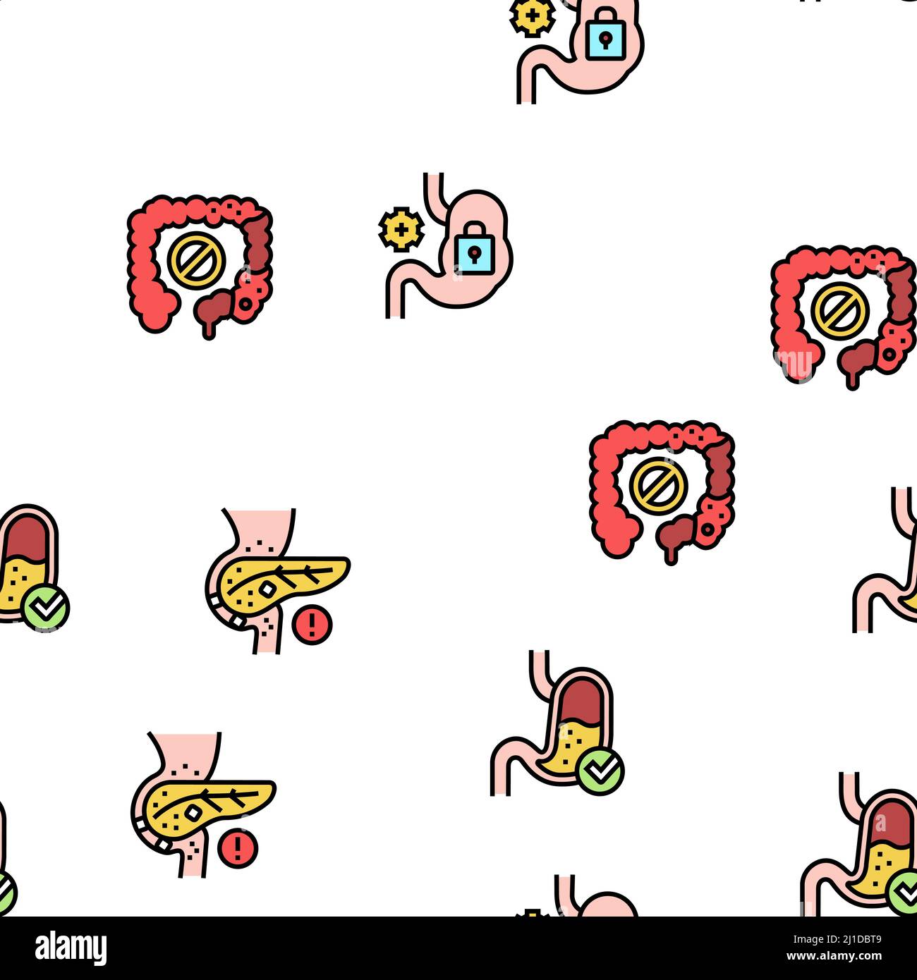 Digestion Disease And Treatment Icons Set Vector Stock Vector Image ...