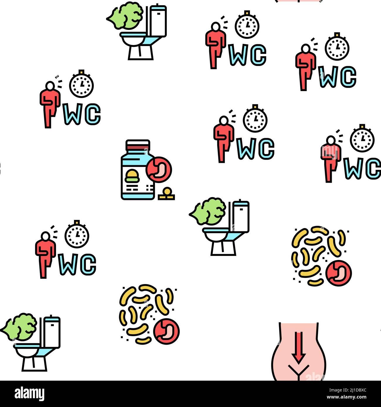Digestion Disease And Treatment Icons Set Vector Stock Vector Image ...