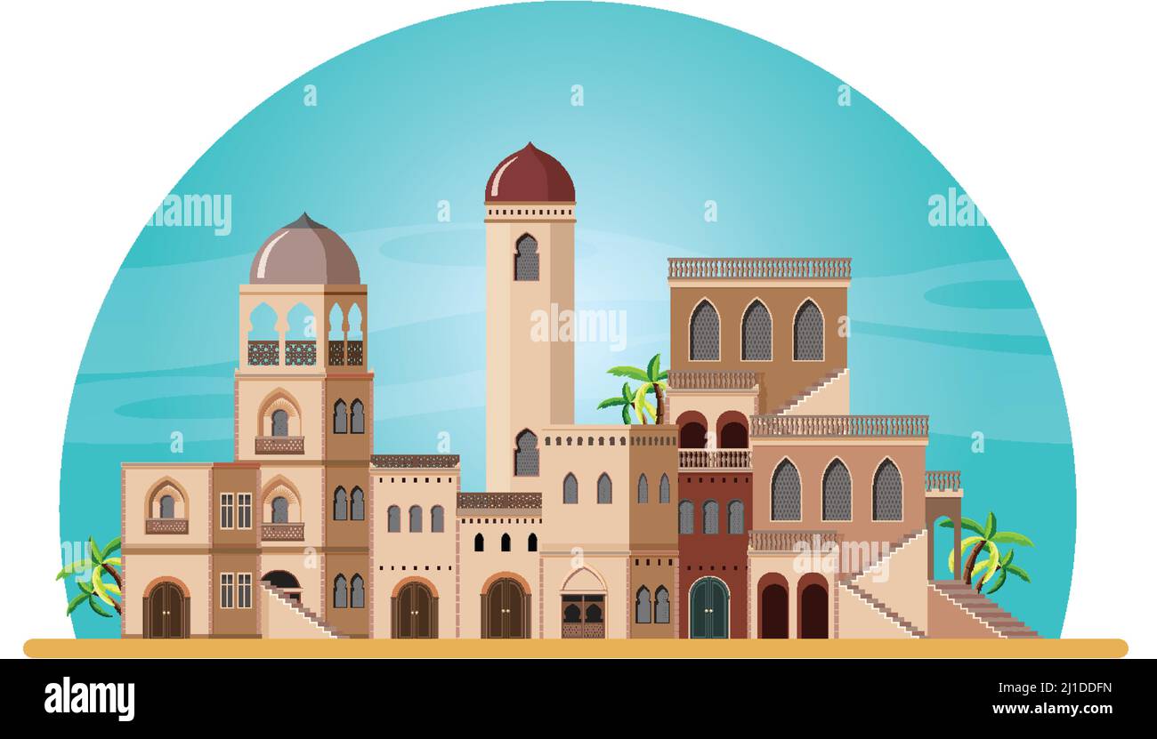 Arabian architecture house and building illustration Stock Vector Image ...