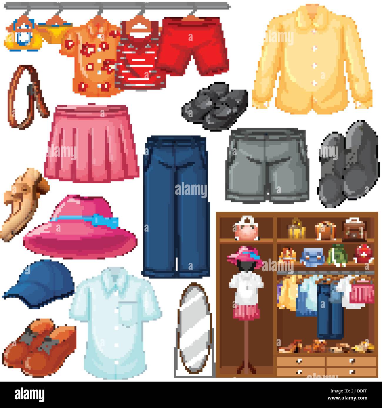 A set of different cloth on white background illustration Stock Vector ...