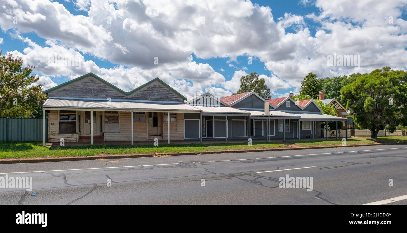 Row of seven retail shops, all empty, in Delungra, new south wales ...