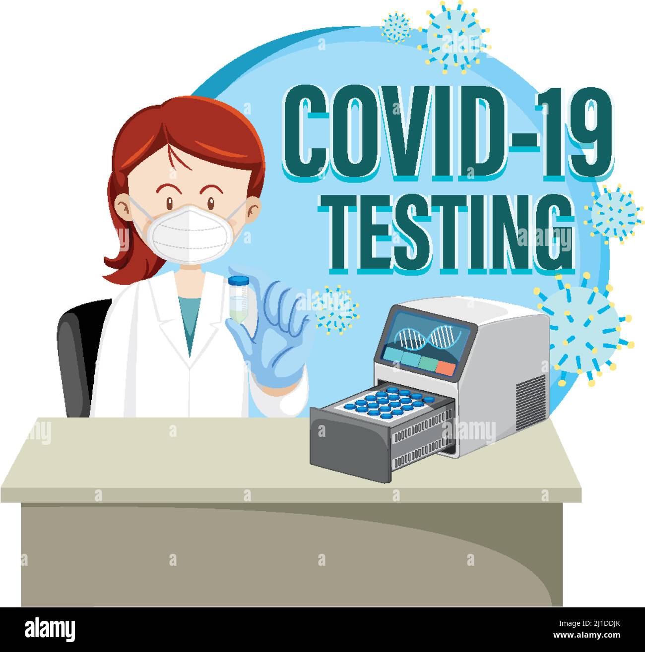 Covid 19 testing with PCR machine illustration Stock Vector Image & Art ...