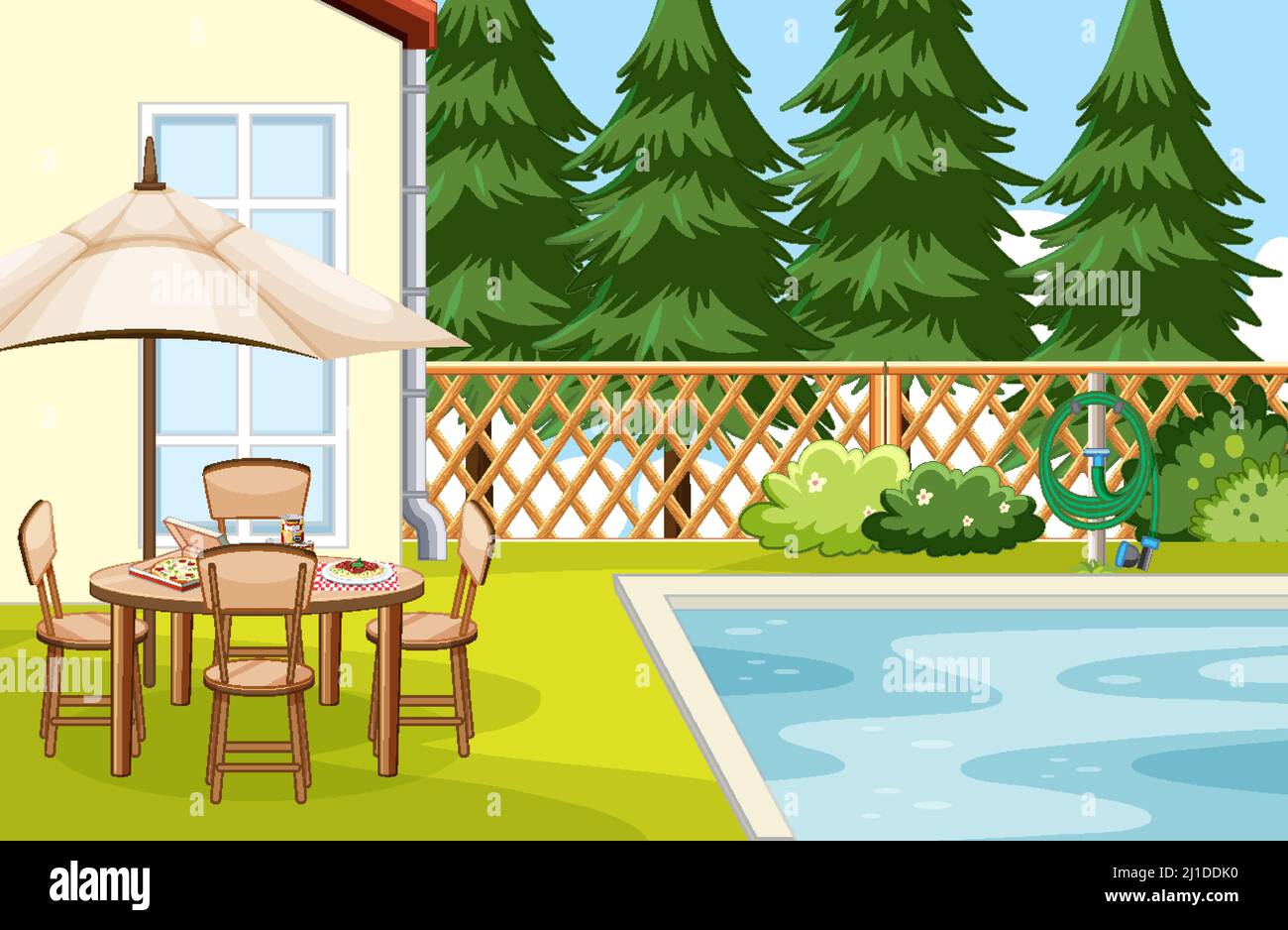 Scene of backyard with a fence illustration Stock Vector Image & Art ...