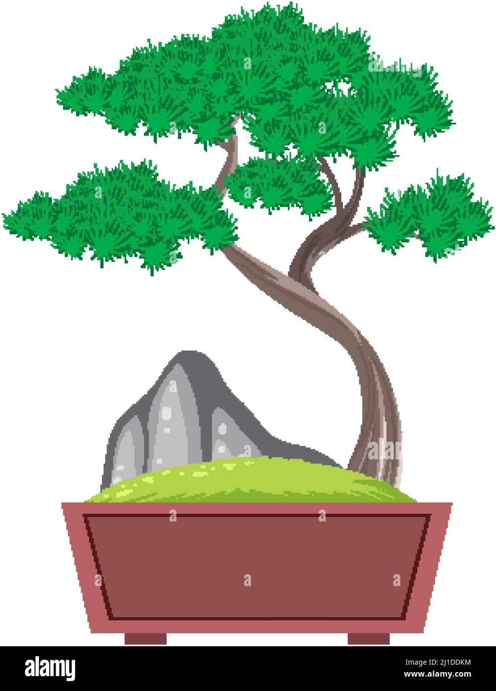 Bonsai tree in pot on white background illustration Stock Vector Image ...