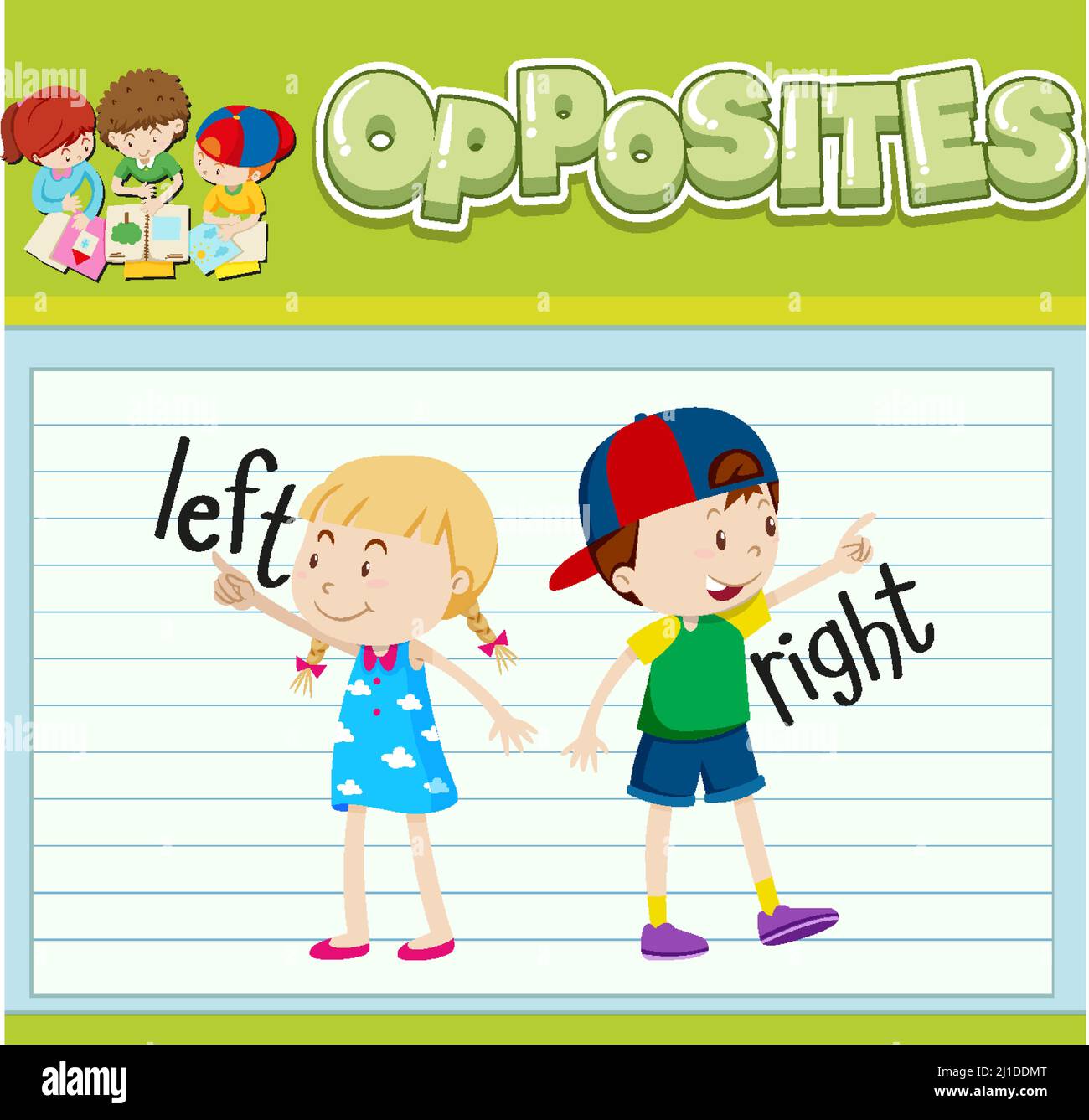 Education word card of English opposites word illustration Stock Vector ...