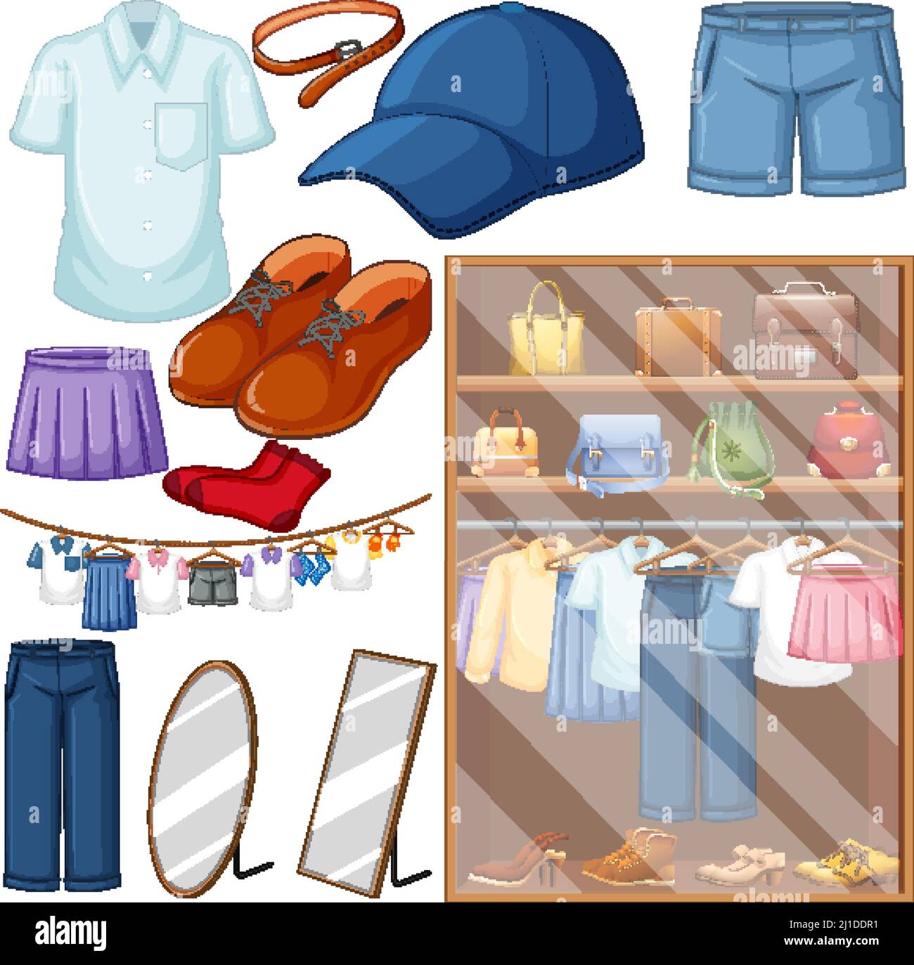 A set of different cloth on white background illustration Stock Vector ...