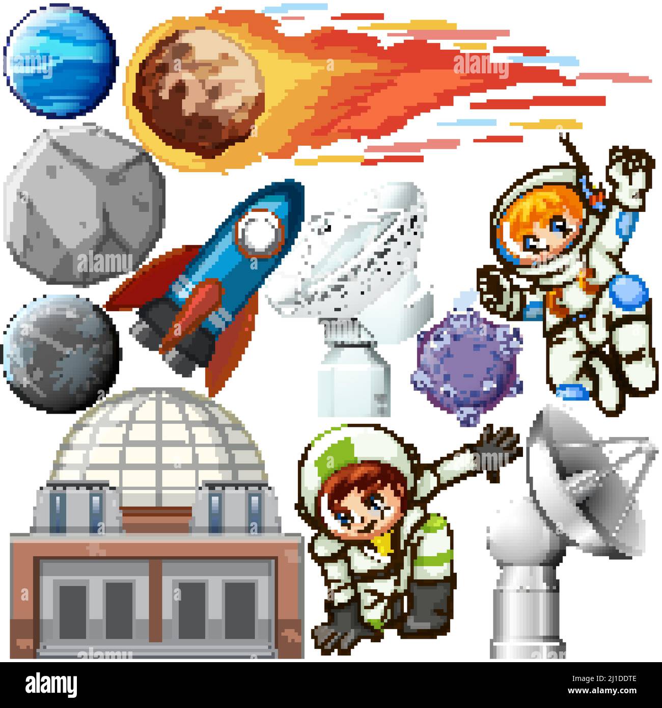 Set of space objects on white background illustration Stock Vector ...