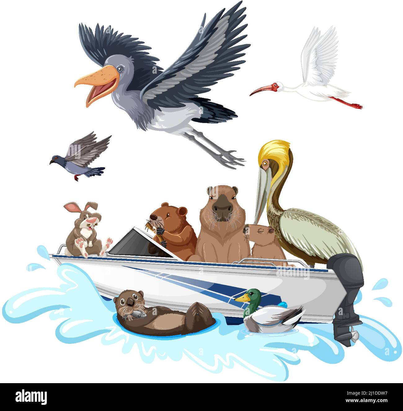Many animals on the boat illustration Stock Vector Image & Art - Alamy