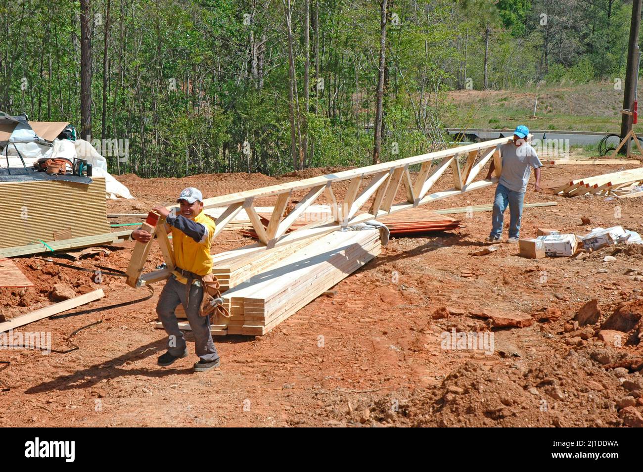 Rough wood framing crew from Mexico and Guatemala working in Atlanta ...