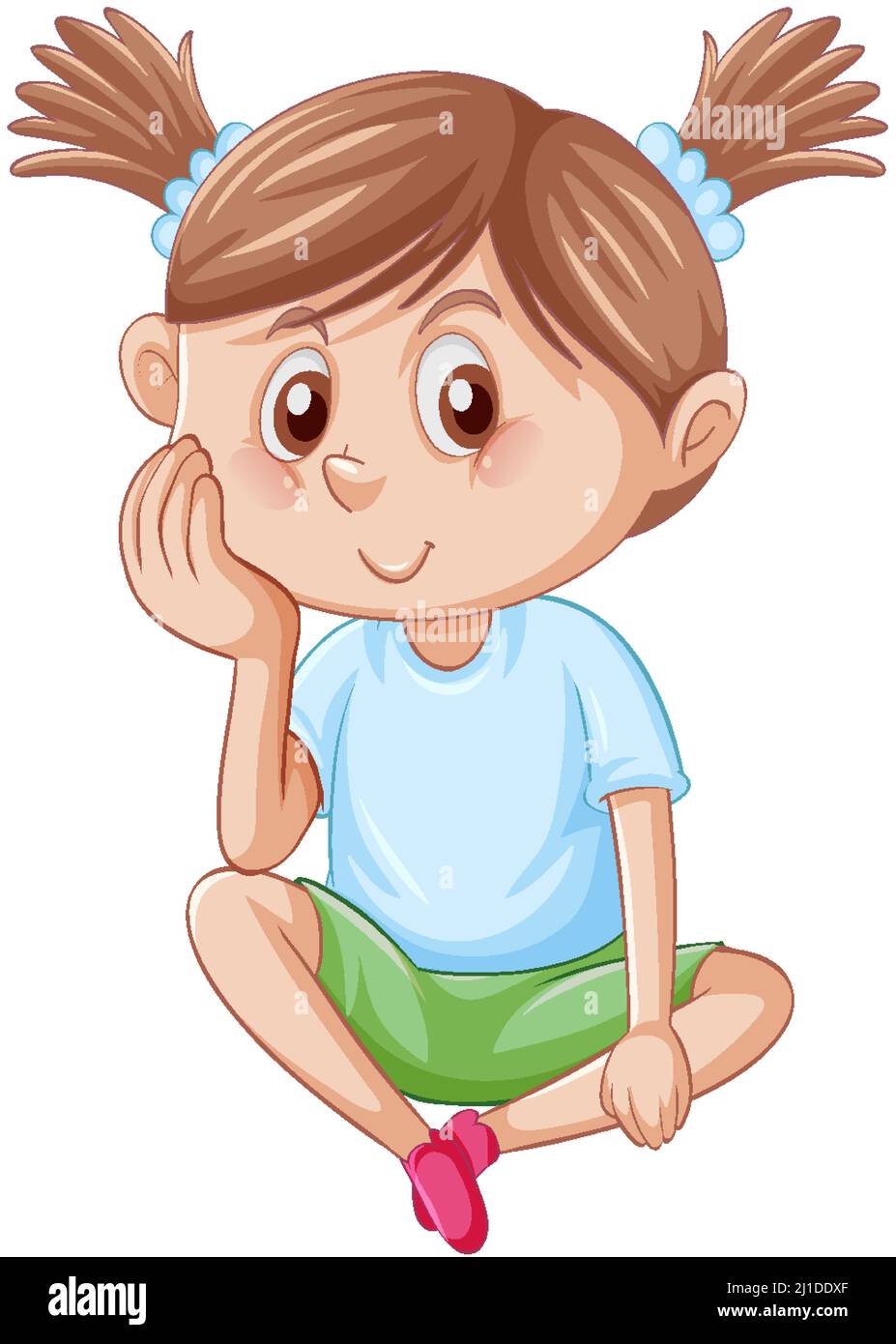 One happy girl sitting on the floor illustration Stock Vector Image ...