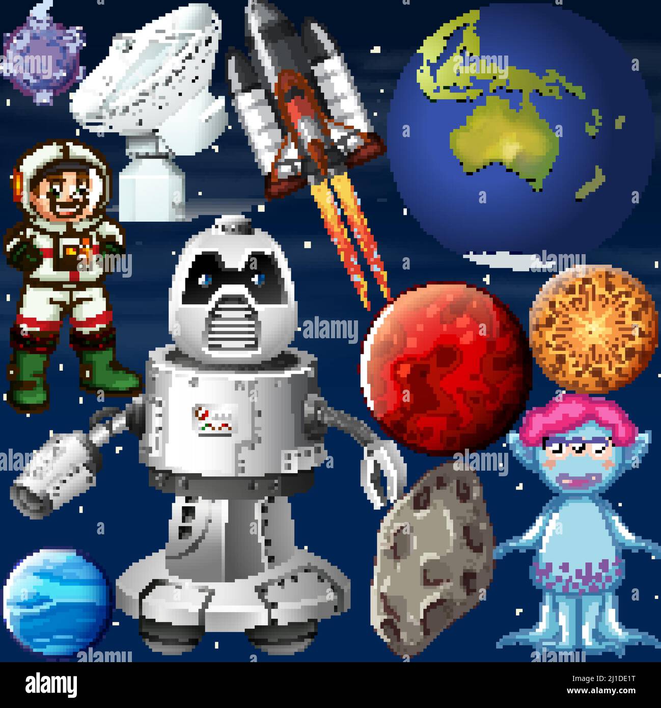 Set of space objects in space illustration Stock Vector Image & Art - Alamy