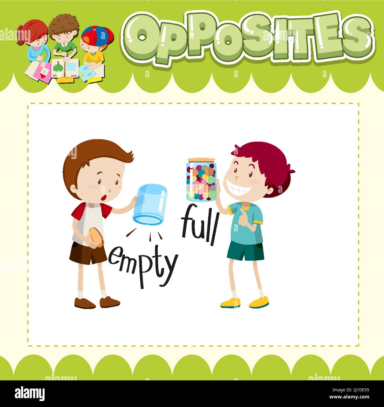 Education word card of English opposites word illustration Stock Vector ...