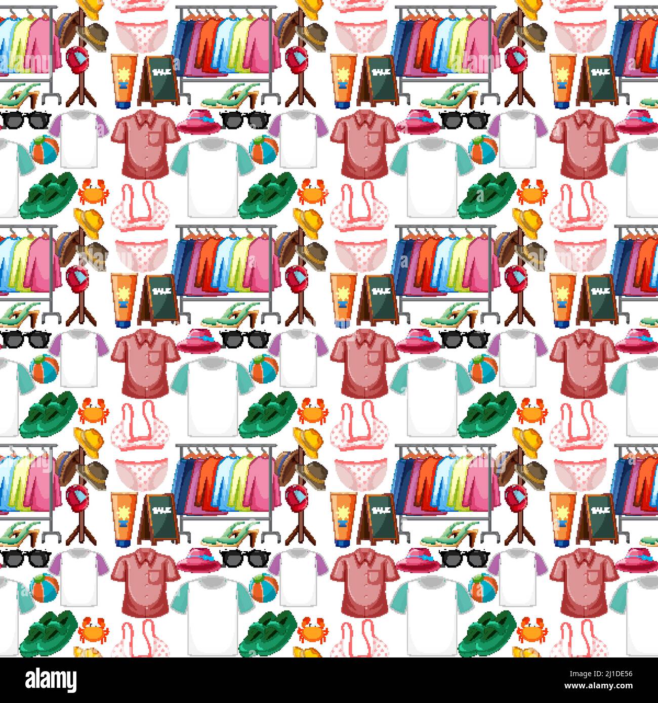 Seamless background design with cloth theme on white background ...