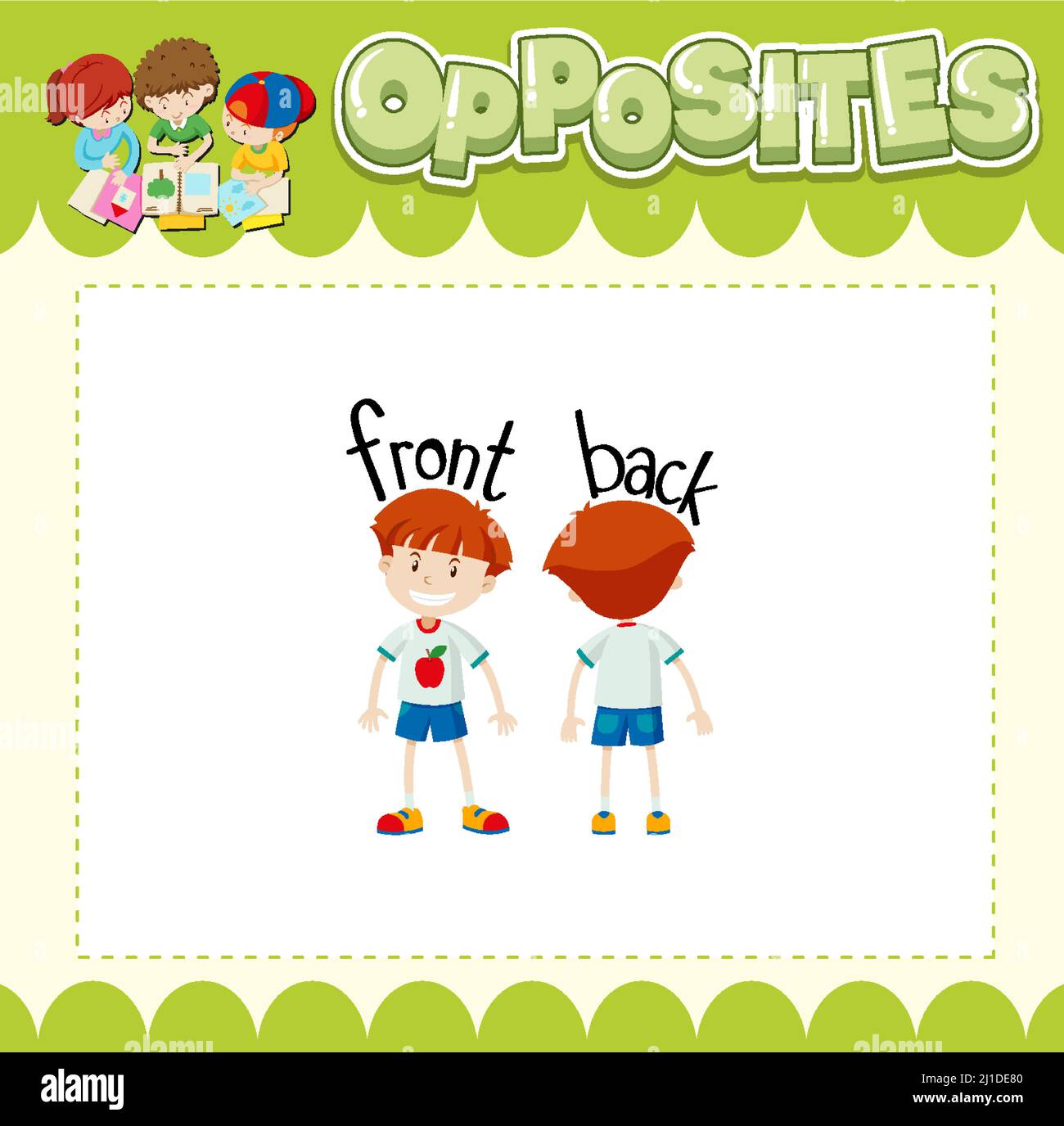 Education word card of English opposites word illustration Stock Vector ...