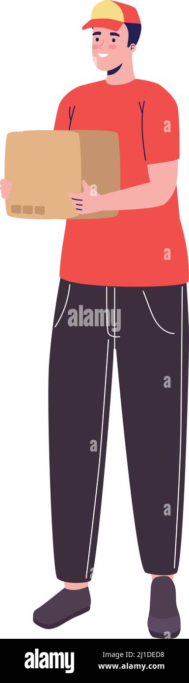 delivery worker lifting box Stock Vector Image & Art - Alamy