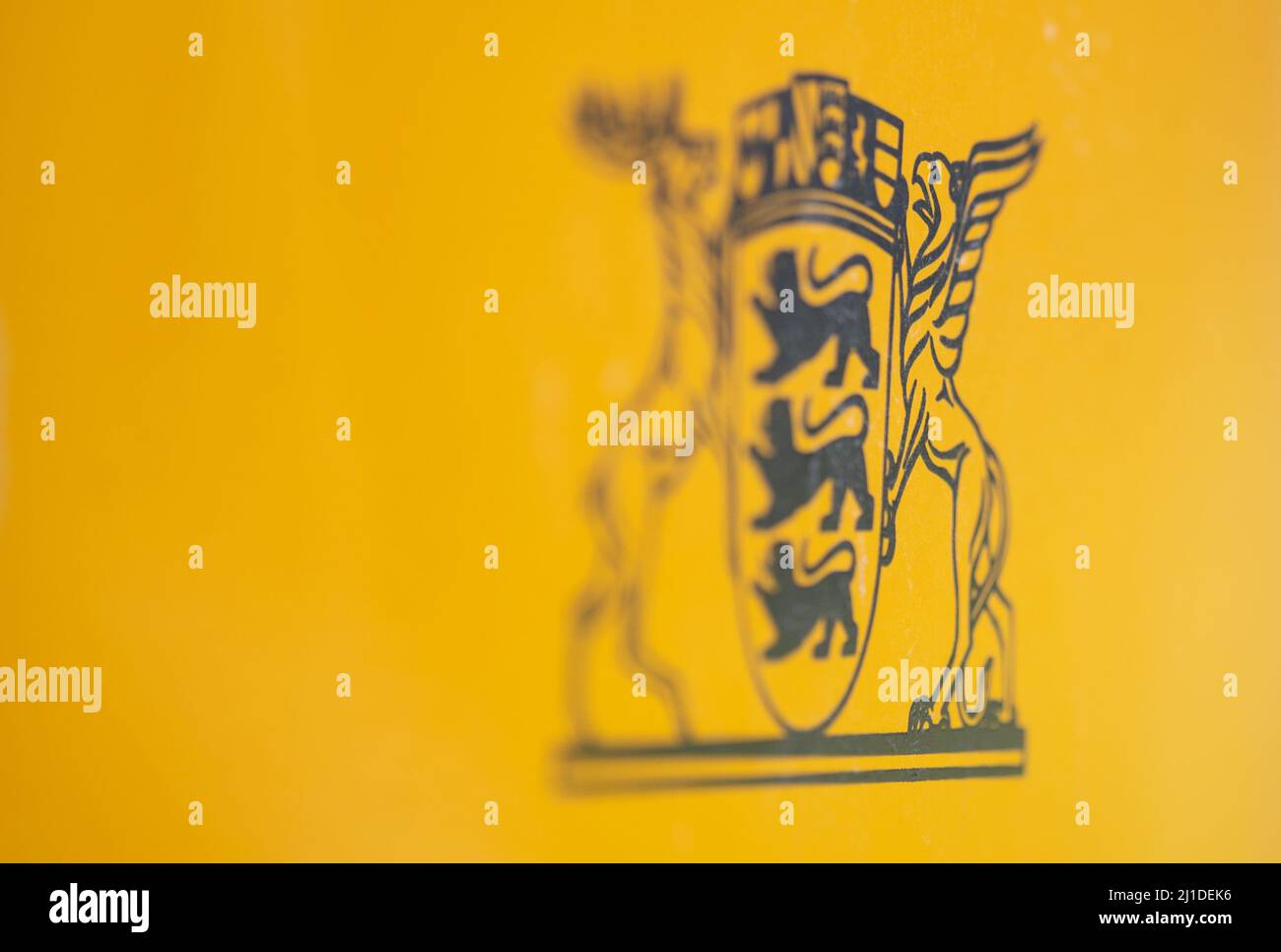 Stuttgart, Germany. 24th Mar, 2022. The state coat of arms of Baden ...