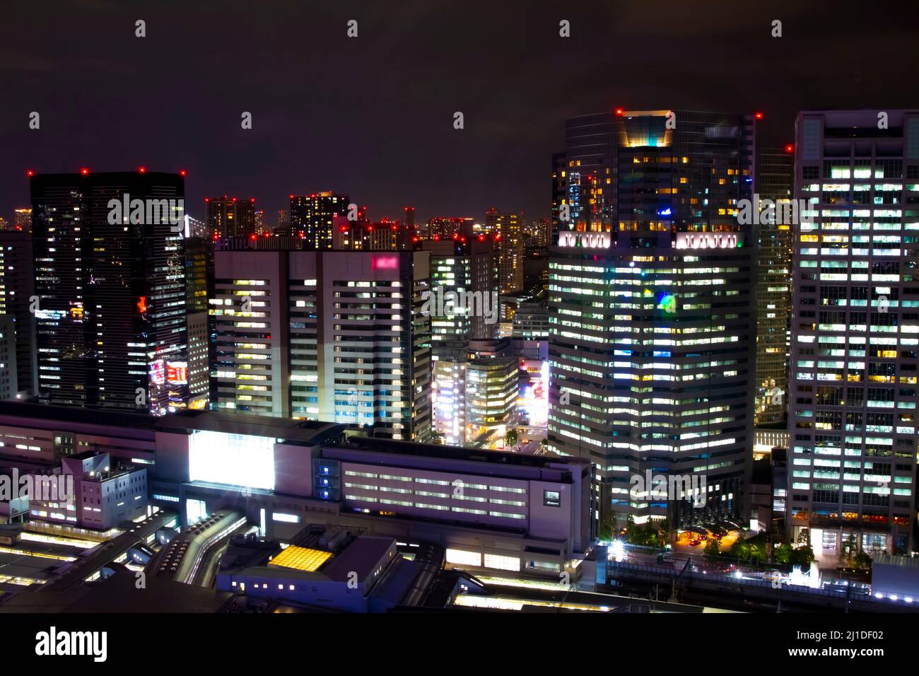 A night panoramic view at the urban city in Tokyo high angle Stock ...
