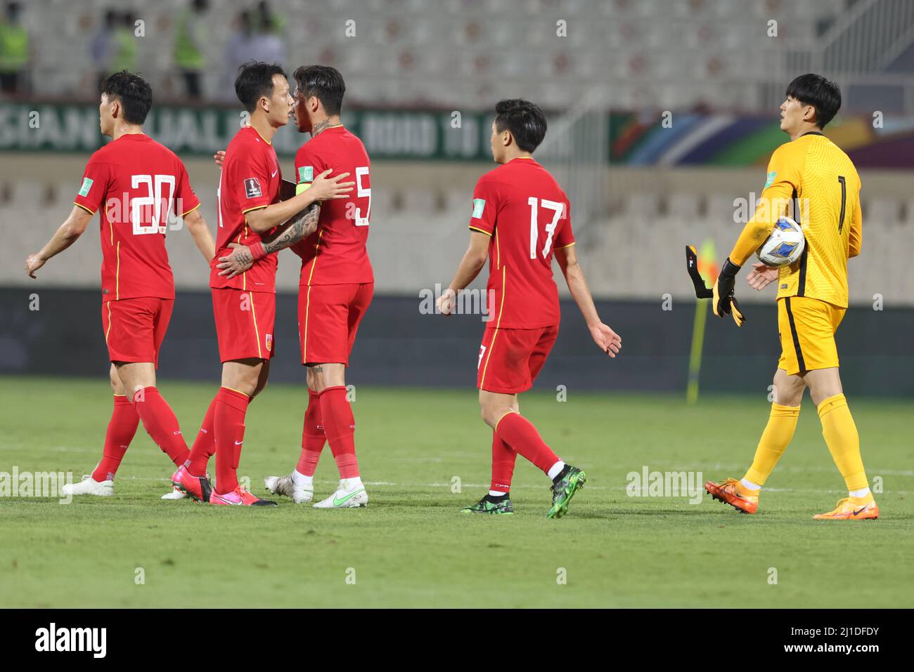 Sharjah, United Arab Emirates. 24th Mar, 2022. Players of China react ...