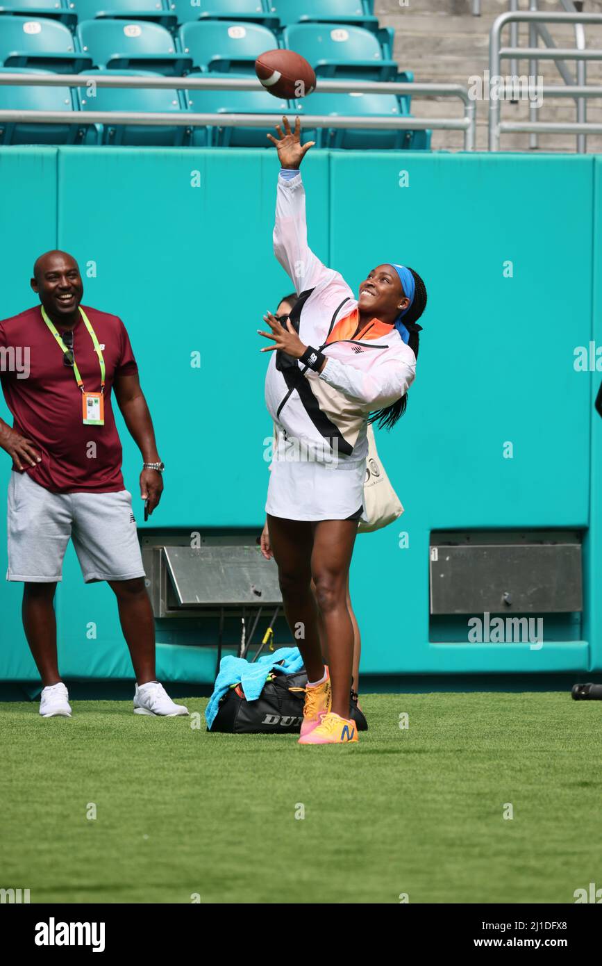 MIAMI GARDENS, FLORIDA - MARCH 24: Coco Gauff on day 4 of the Miami ...