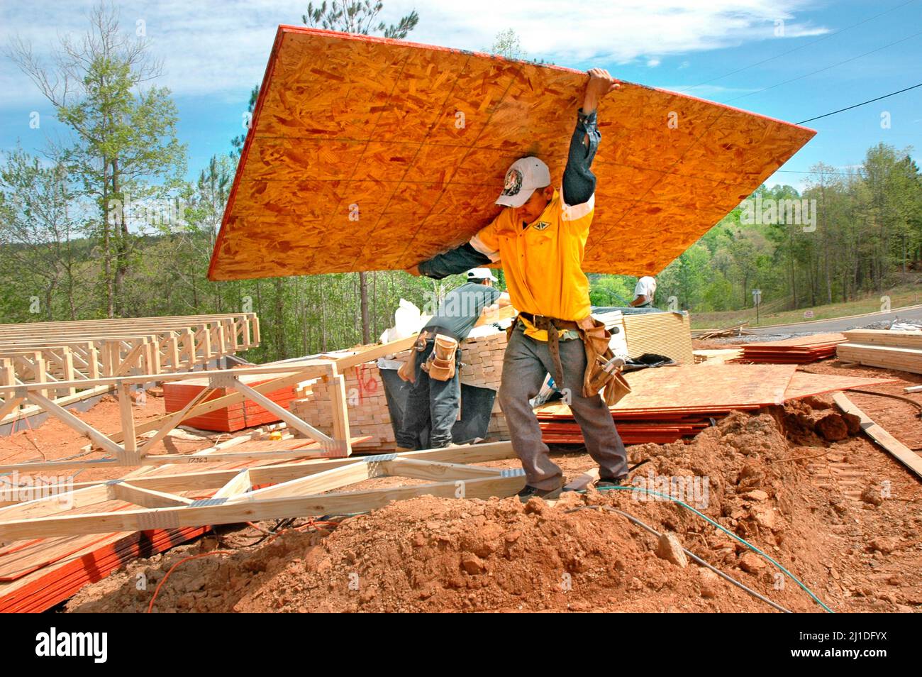 Rough wood framing crew from Mexico and Guatemala working in Atlanta ...