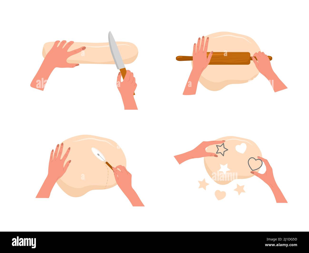 Kneading dough hands. Woman preparing homemade bakery or cookies. Top ...