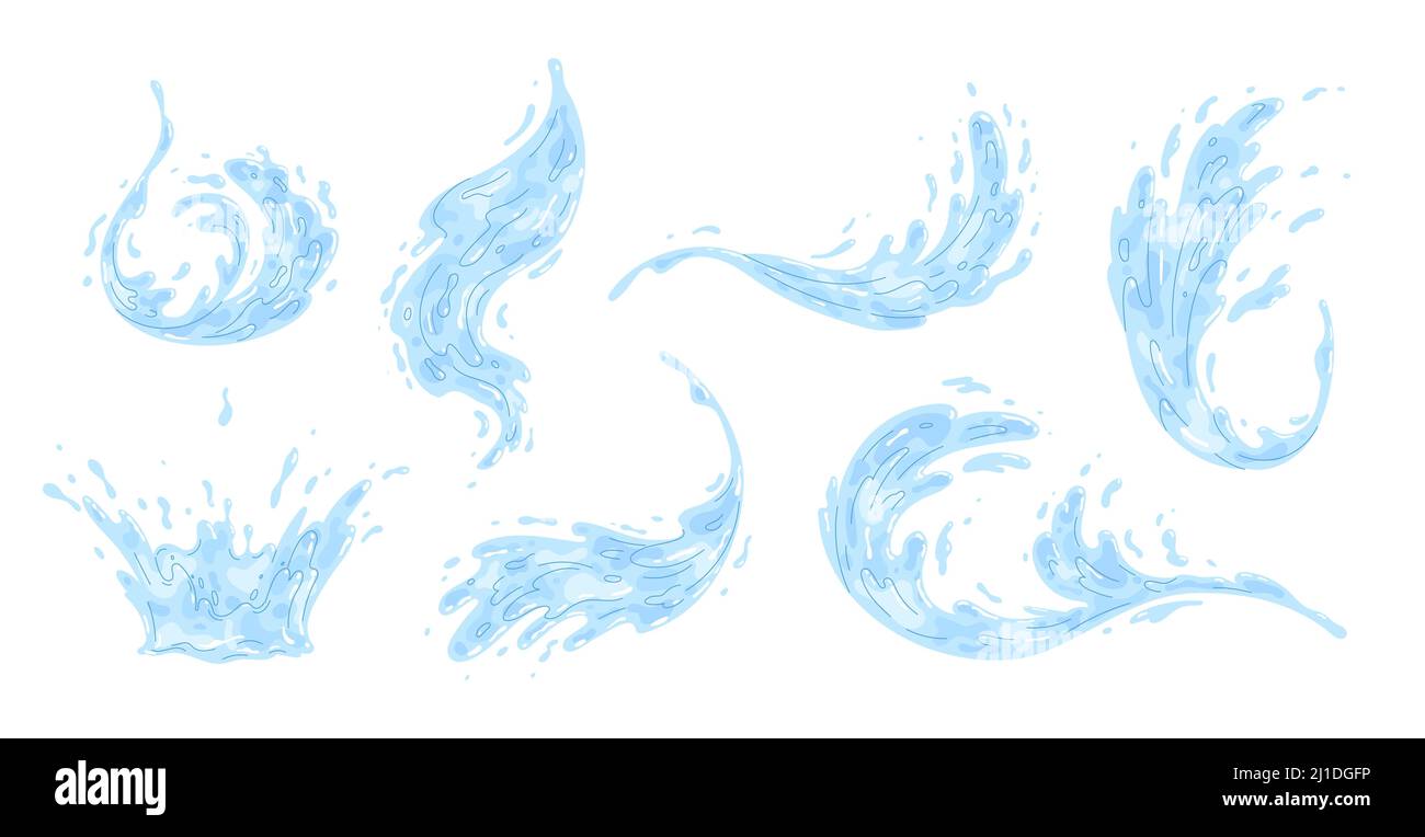 Splashes of water, various forms of waves. Vector illustration Stock ...