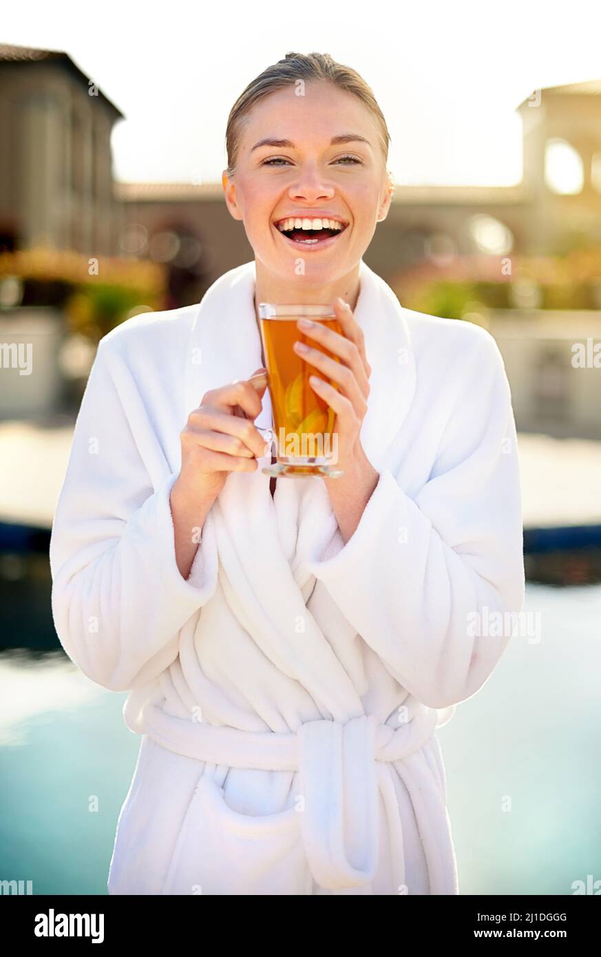 All day pampering. Portrait of an attractive young woman enjoying a ...