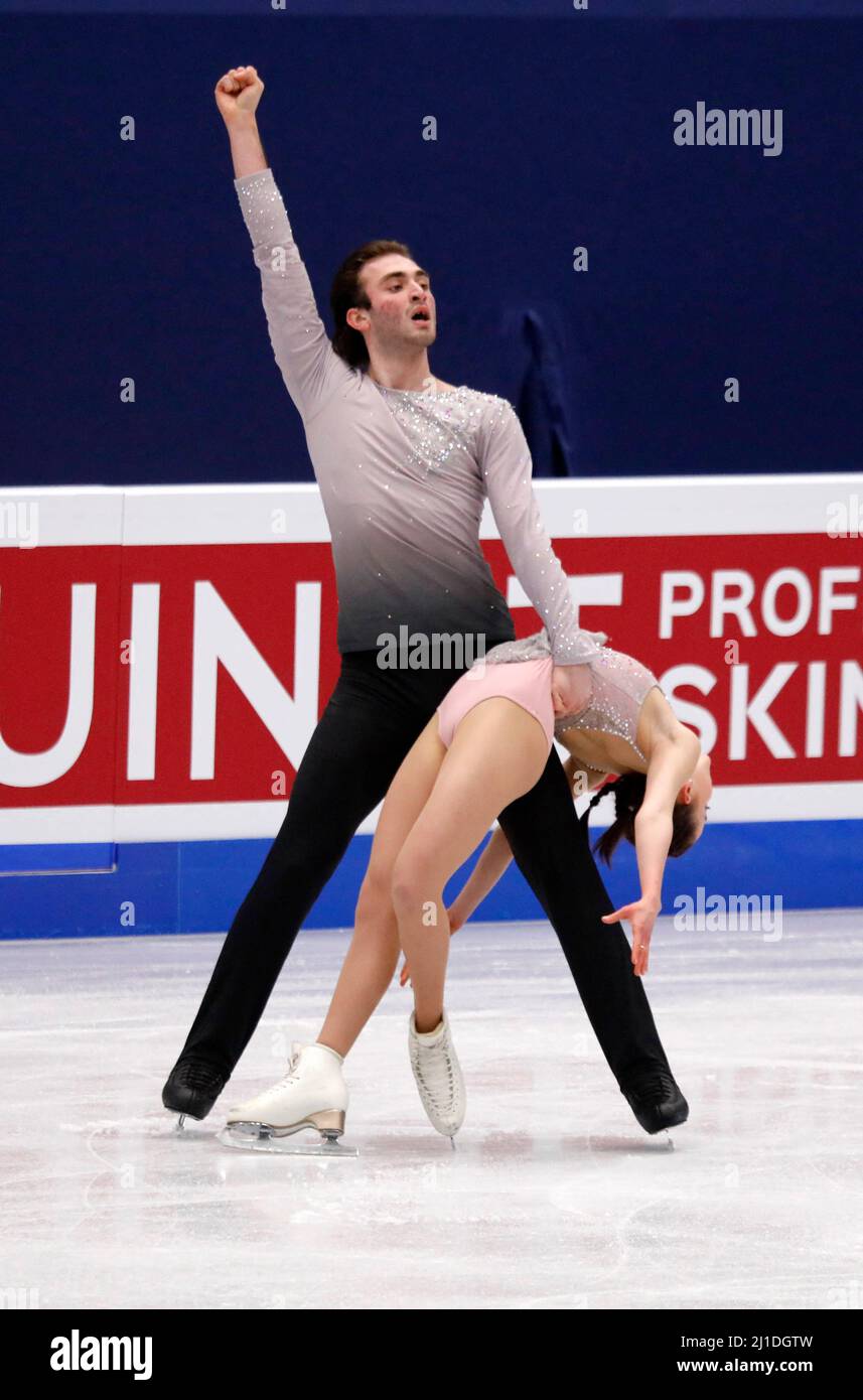 Georgia's Karina Safina and Luka Berulava perform during the Pairs Free ...