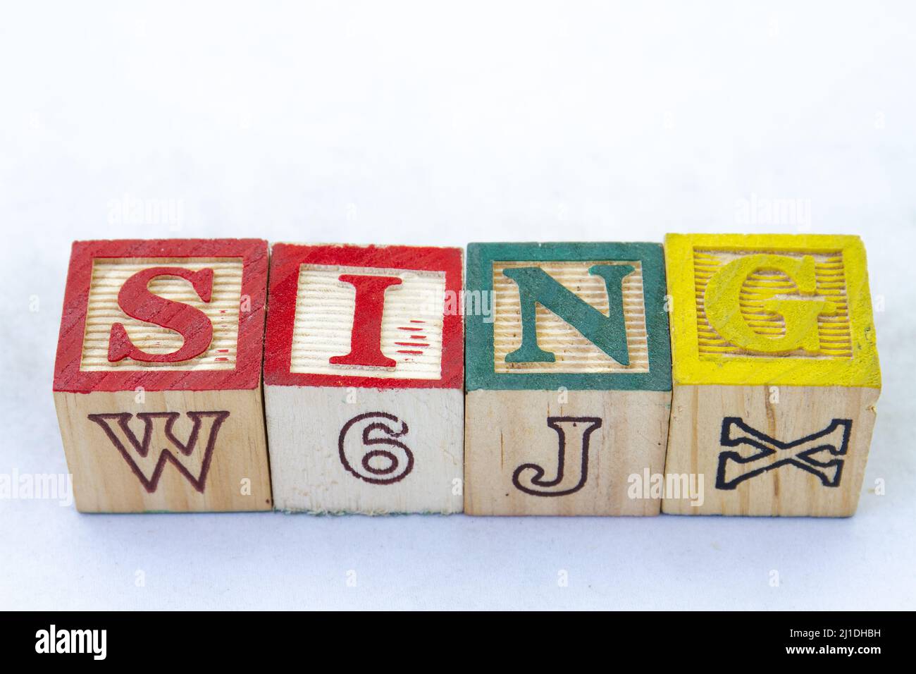 The term SING visually displayed on a clear background with copy space ...