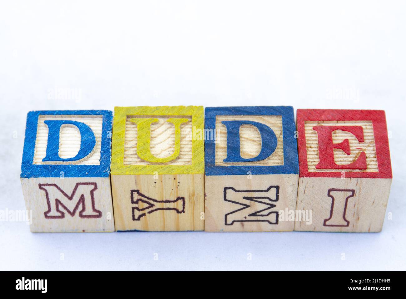 The term DUDE visually displayed on a clear background with copy space ...