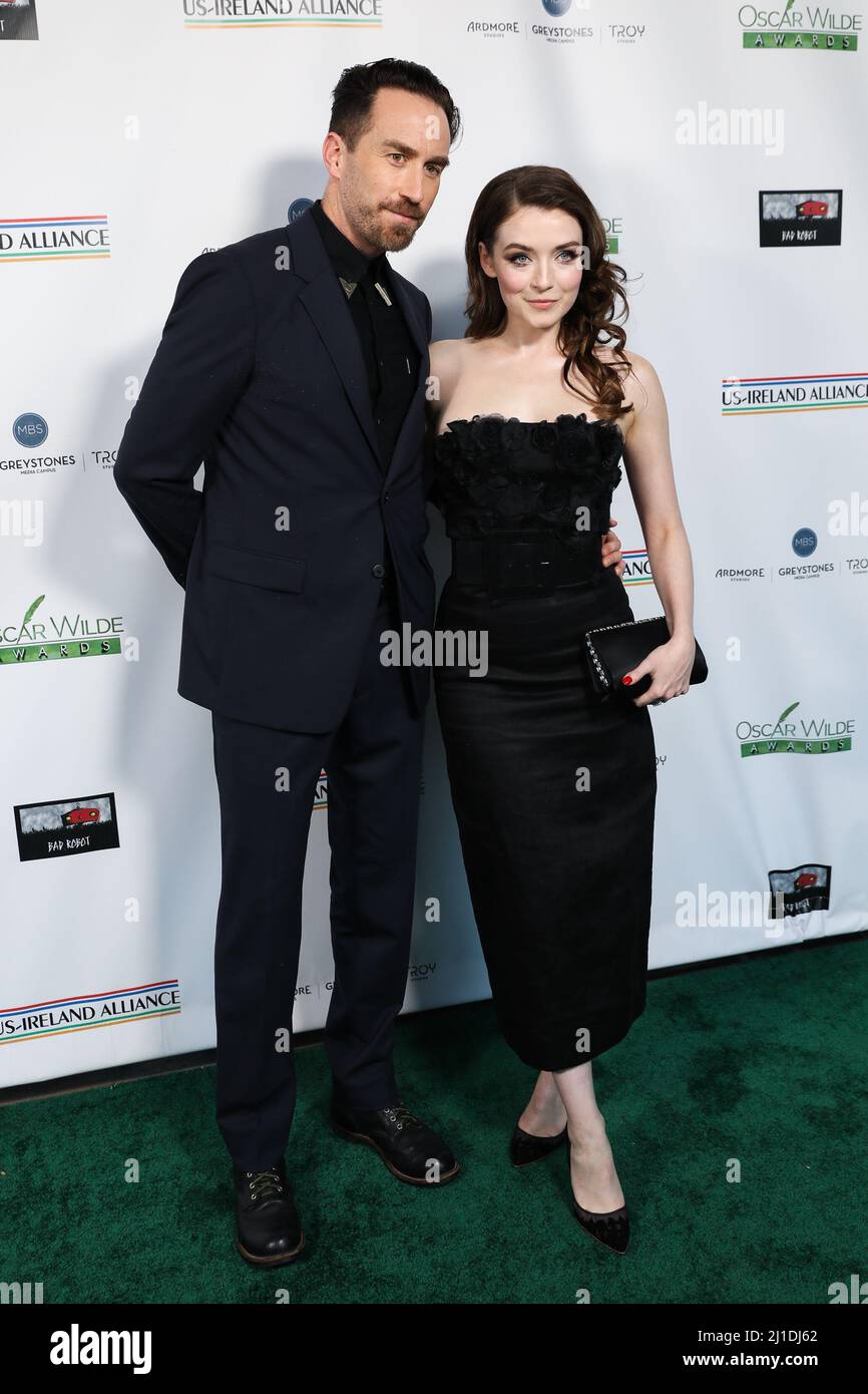 Los Angeles, USA. 24th Mar, 2022. Justin Benson and Sarah Bolger arrive ...