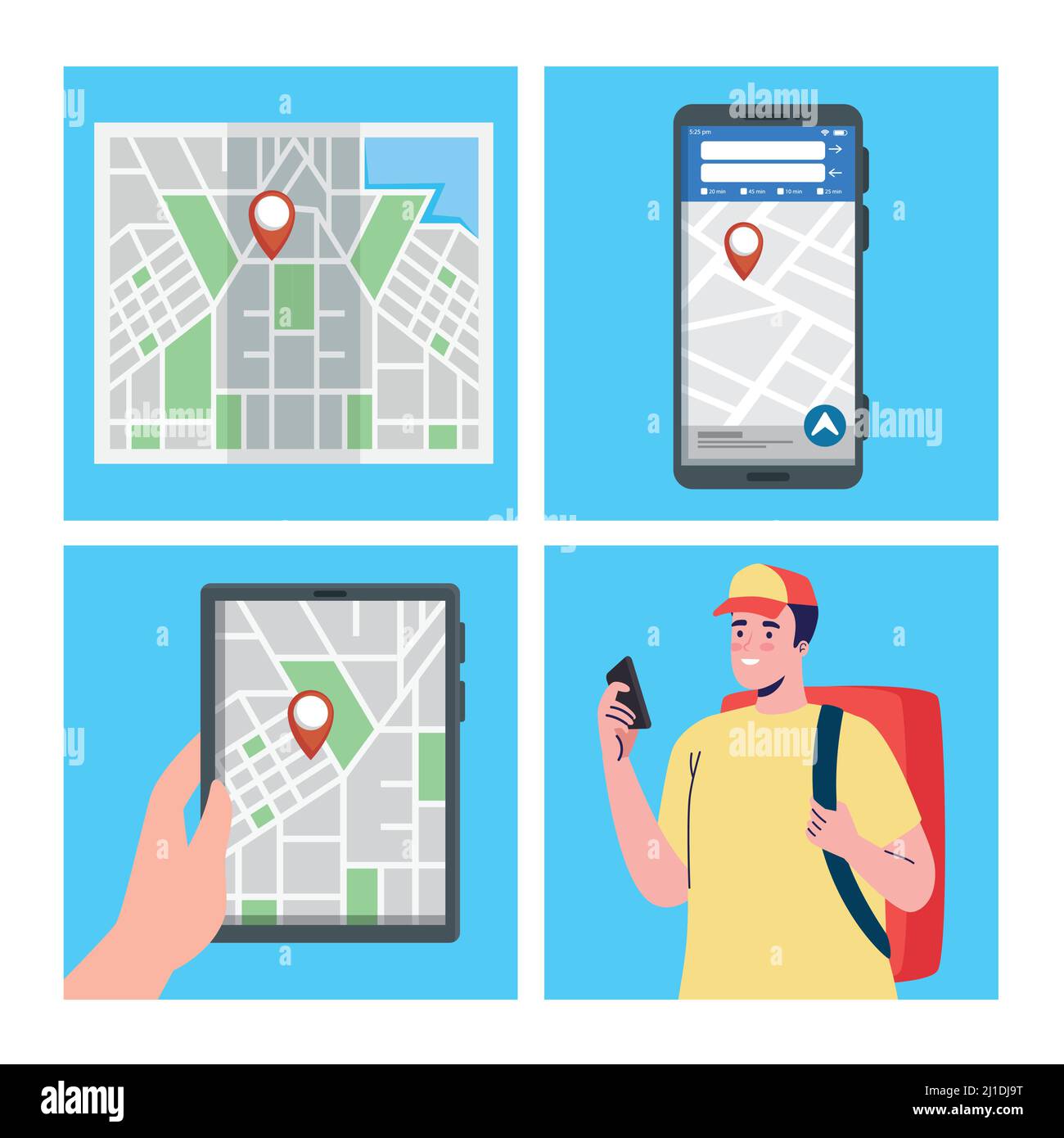 Four gps technology icons hi-res stock photography and images - Alamy