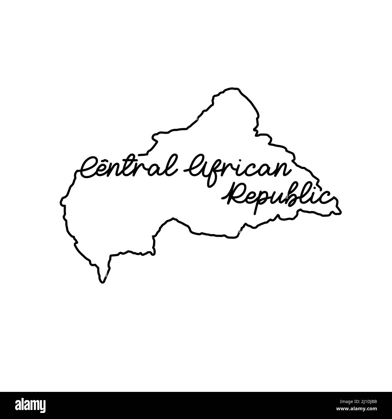 Central African Republic outline map with the handwritten country name ...