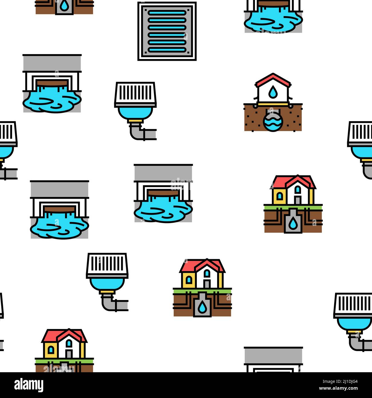 Drainage Water System Vector Seamless Pattern Stock Vector Image & Art ...