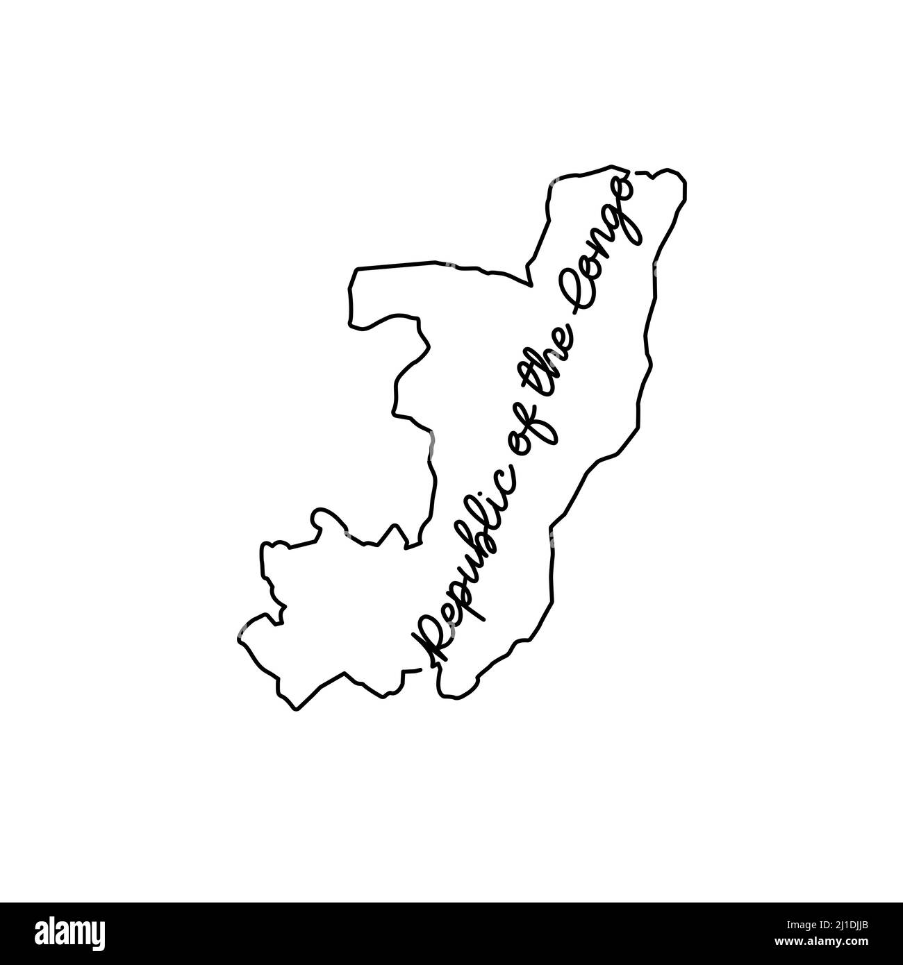 Republic of the Congo outline map with the handwritten country name ...