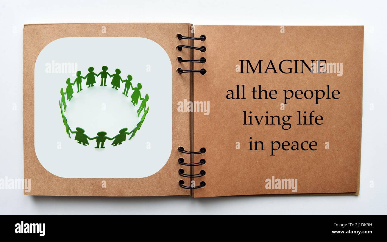 Imagine all the people living life in peace. Universal peace concept ...