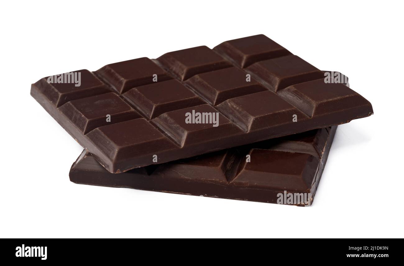 Small dark chocolate pieces isolated on white background Stock Photo ...
