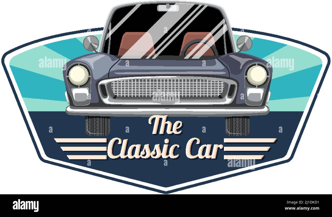 The classic car concept with old car front view illustration Stock ...