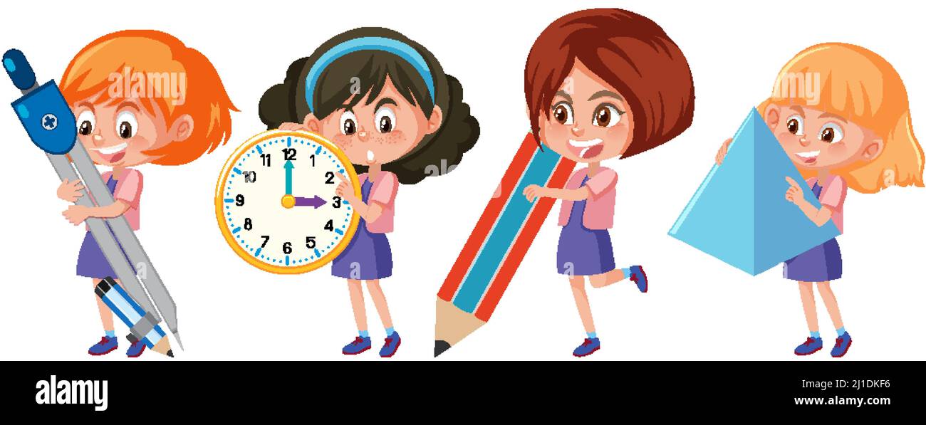 Children holding math tool illustration Stock Vector Image & Art - Alamy