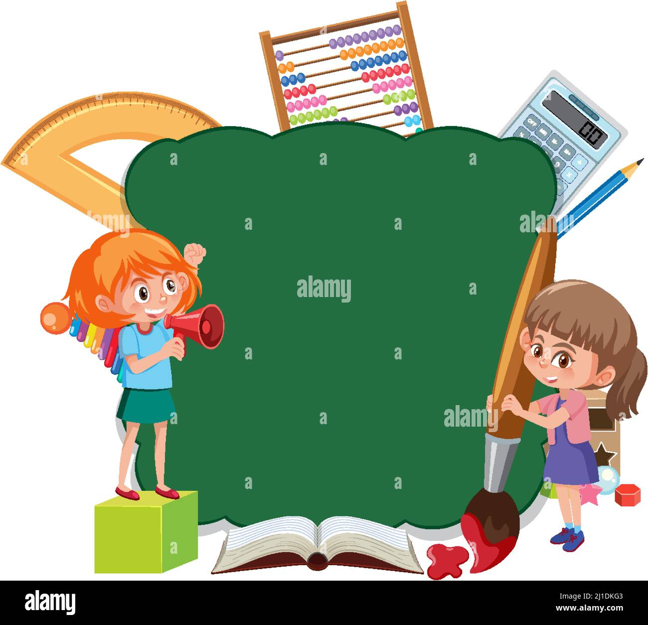 Border template with kids on white background illustration Stock Vector ...