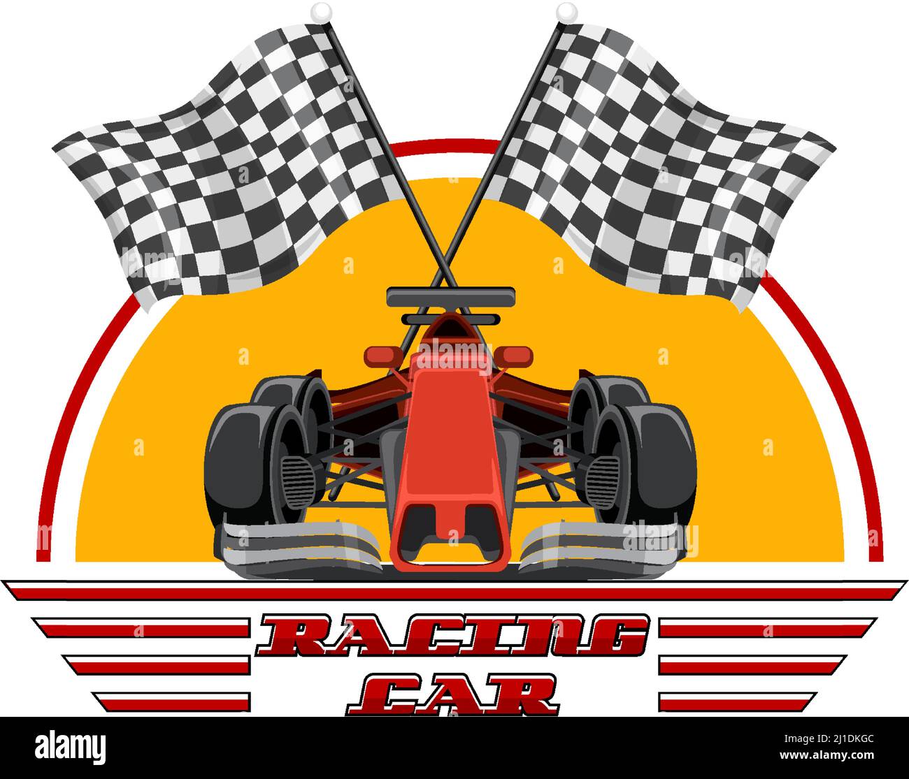 Racing car logo with racing car on white background illustration Stock ...