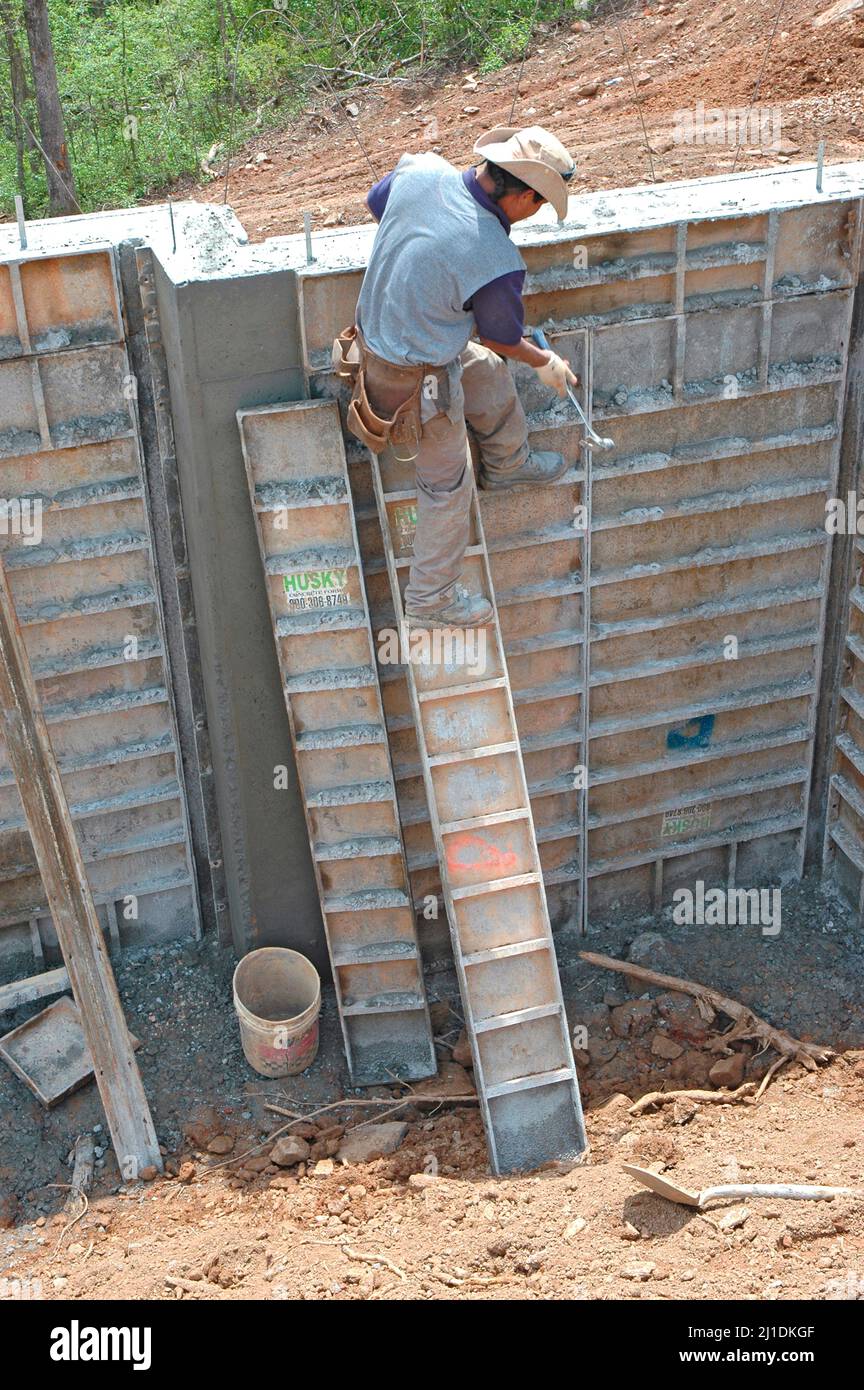 Taking down steel re-usable house basement wall construction foundation ...