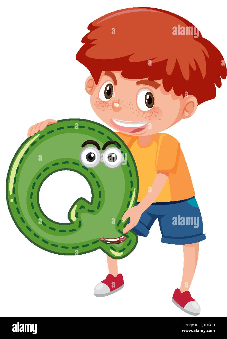 A boy holding alphabet letter on white background illustration Stock ...